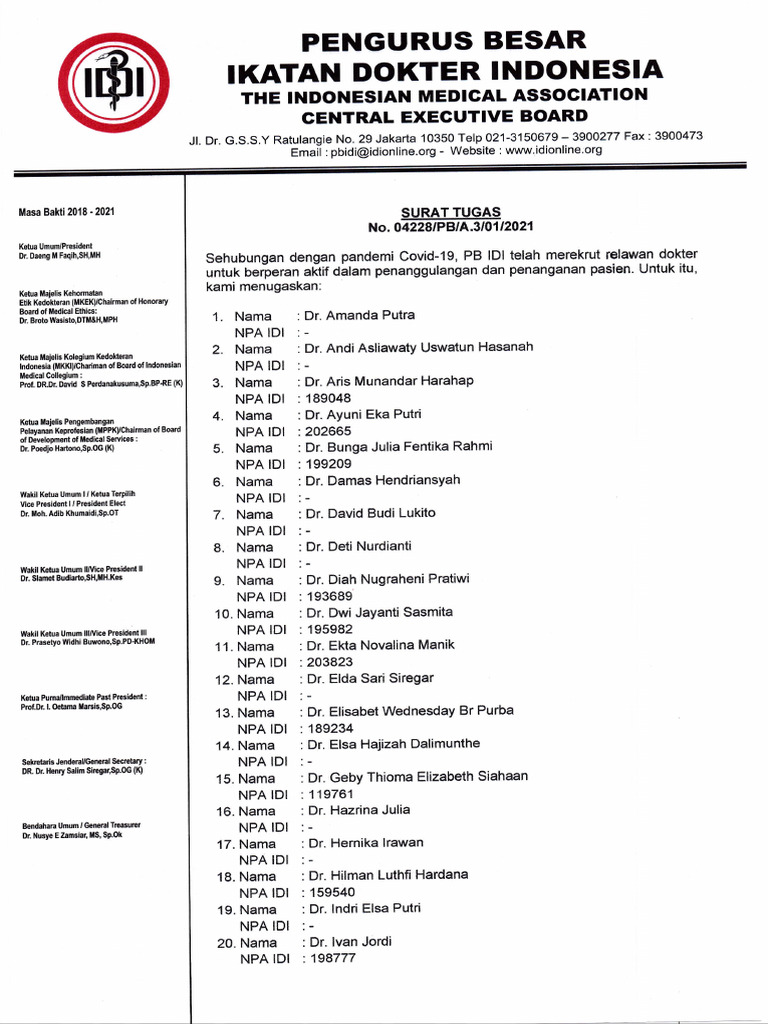 Surat Tugas Wisma Atlet Gel.46 | PDF