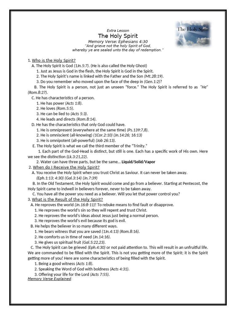 Understanding the Holy Spirit's Role | PDF | Holy Spirit | Acts Of The ...