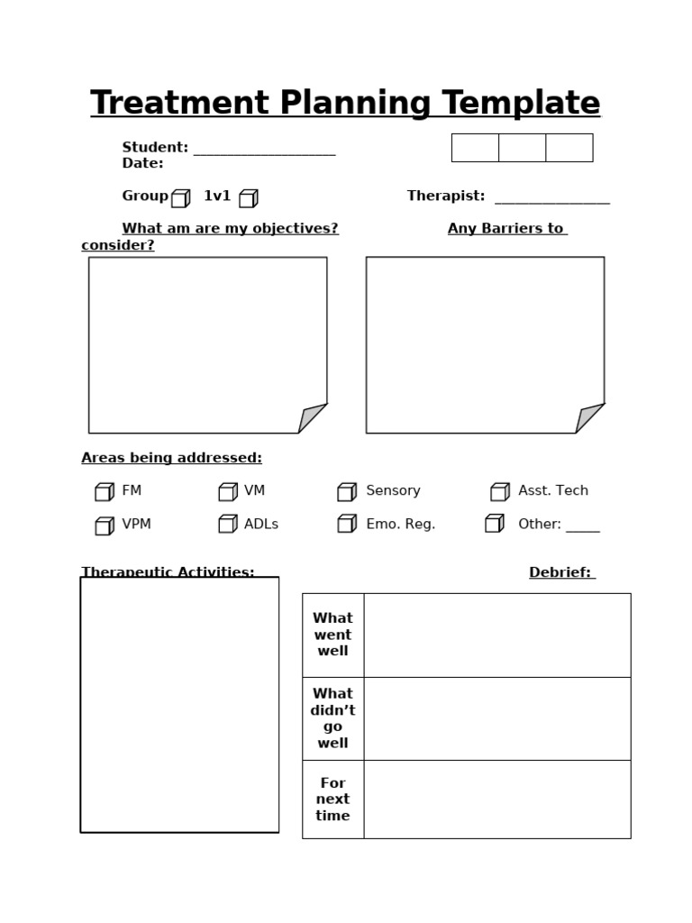 Therapy Treatment Planning Template | PDF