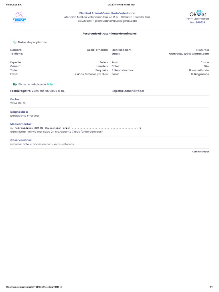 Formula Médica Mily | PDF | Enfermedades y trastornos | Medicina CLINICA