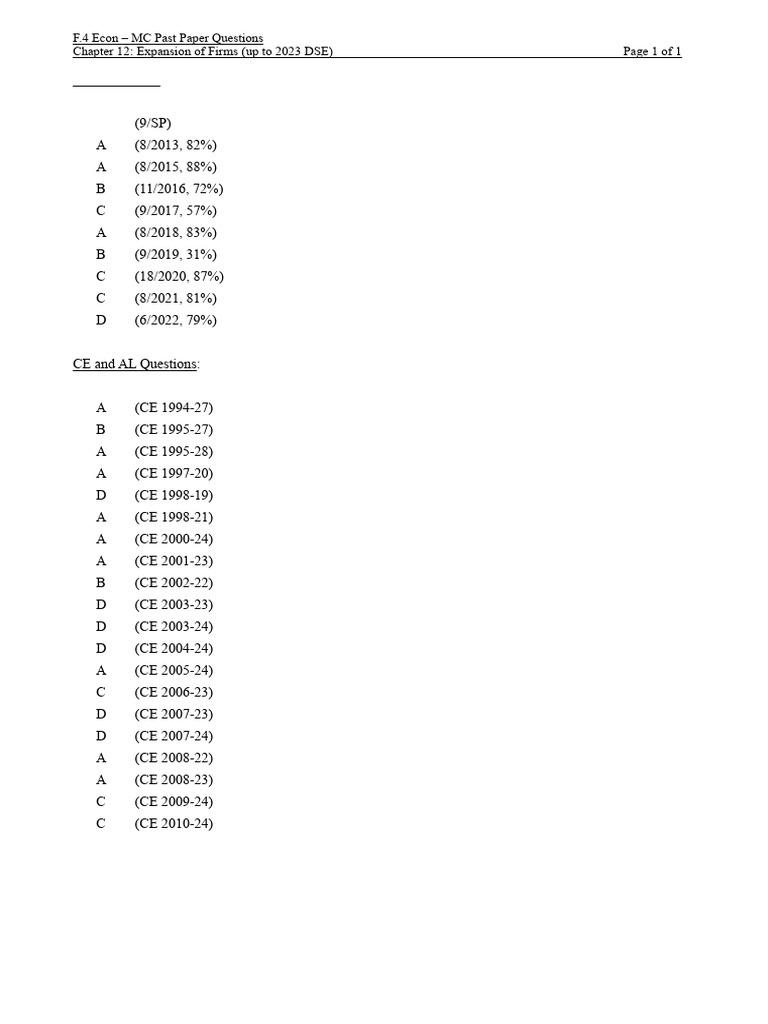 DSE MC Expansion of Firms (-2023) Ans | PDF