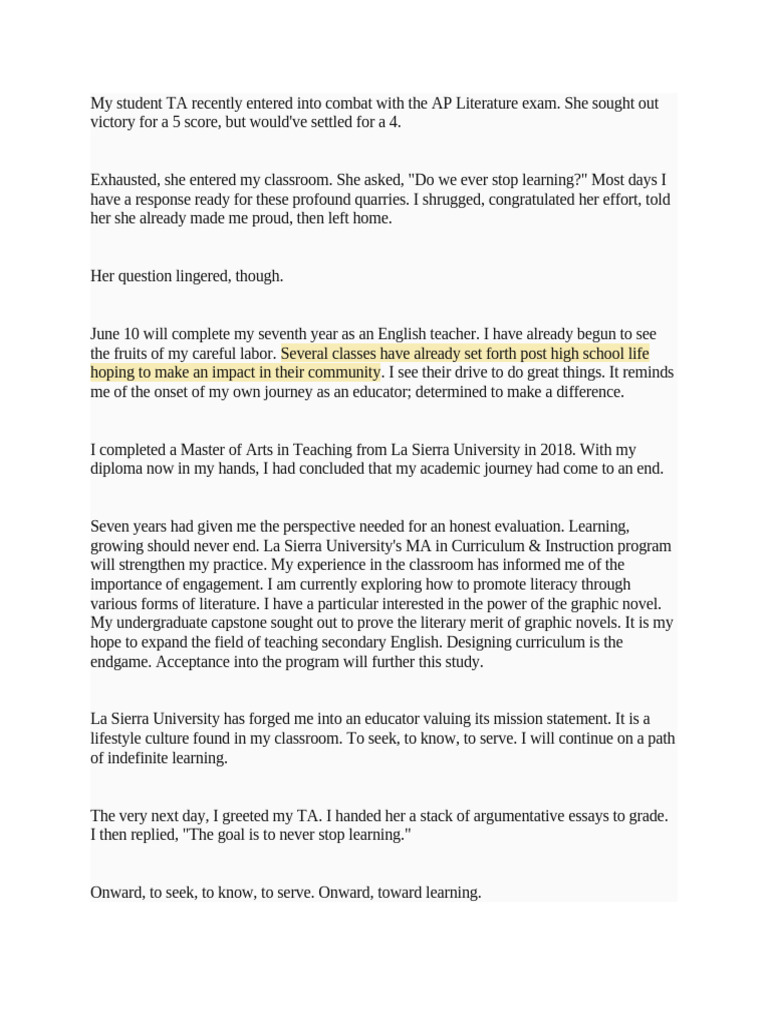 Graduate Personal Statement-LSU | PDF