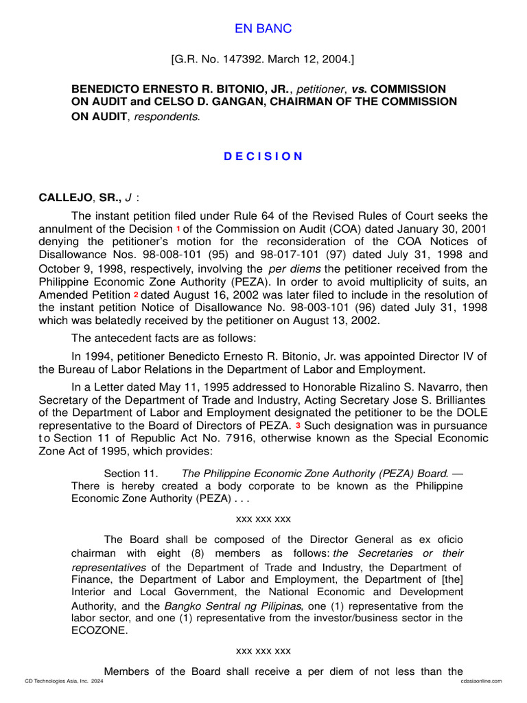 Bitonio, Jr. v. Commission On Audit | PDF | Civil Liberties | Constitution