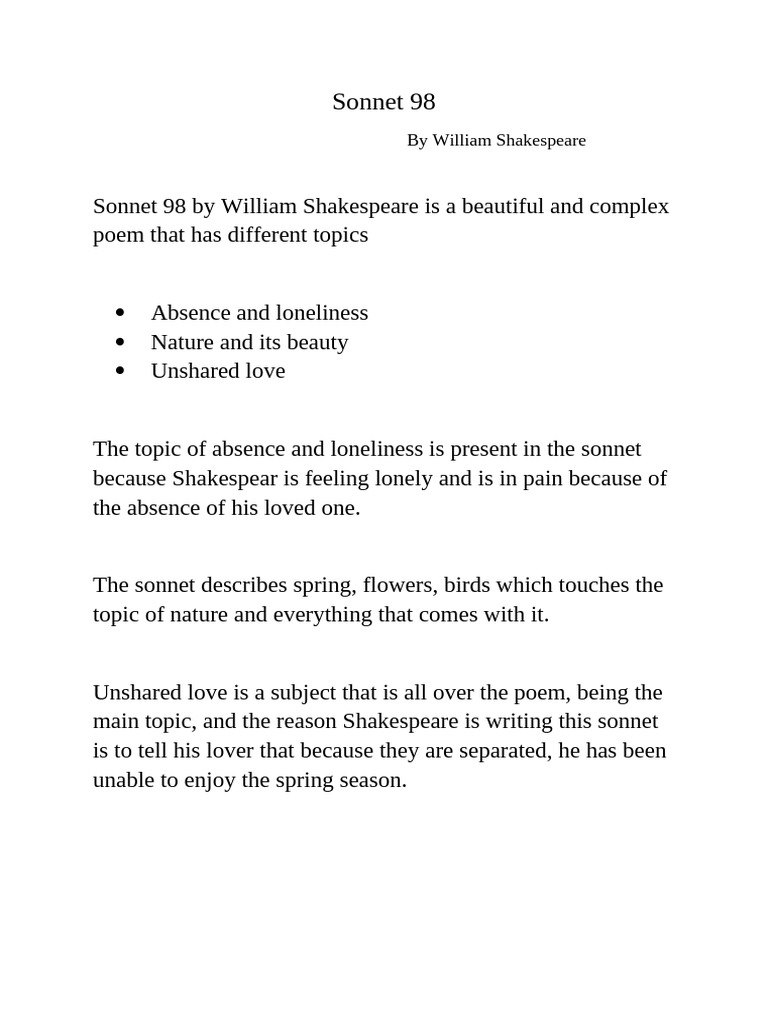 Sonnet 98 | PDF