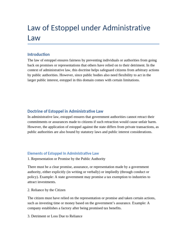 Administrative Law: Estoppel Explained | PDF | Estoppel | Civil Law ...