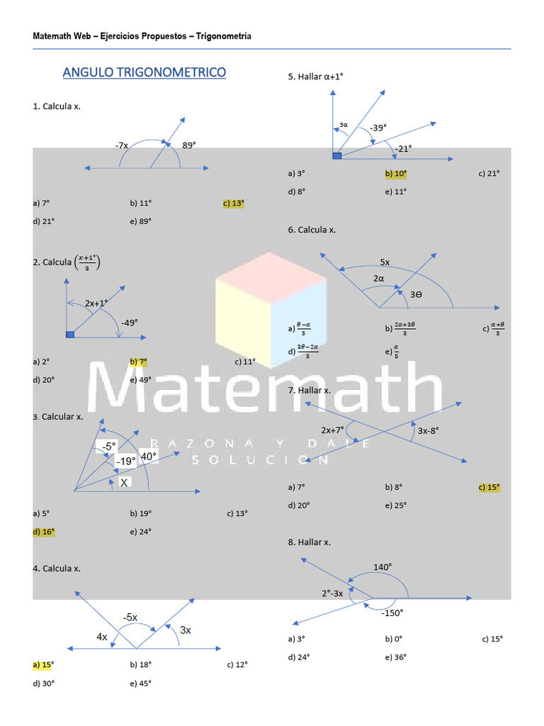 Angulo Trigonometrico - Nivel 1 - Parte 1 | PDF