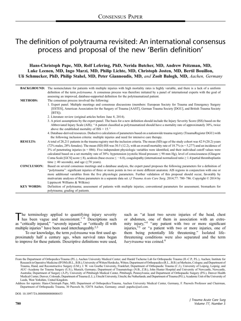 Berlin politrauma | PDF | Major Trauma | Blood Pressure