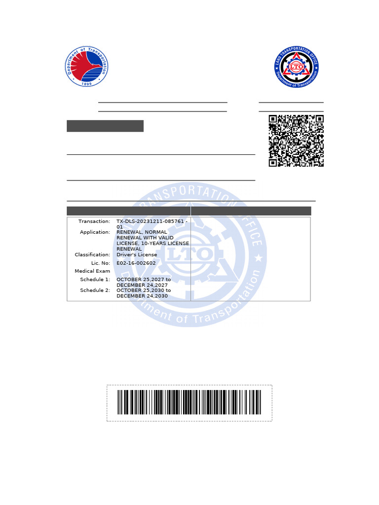 Legazpi City Driver's License Renewal Receipt | PDF