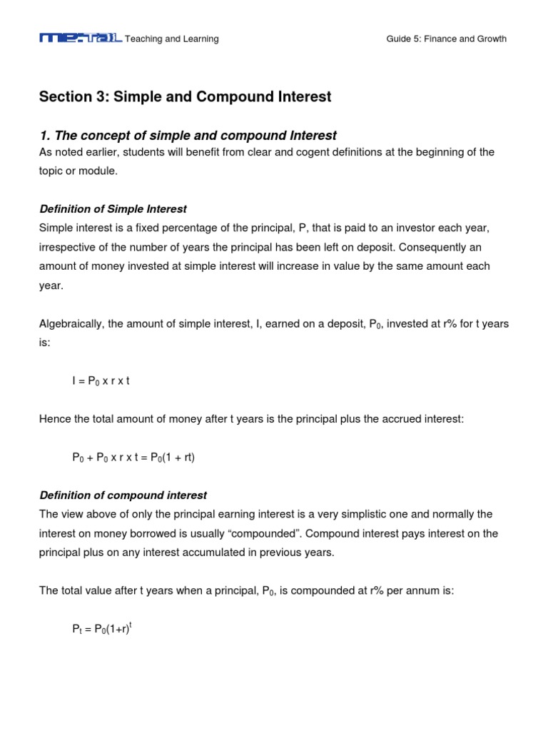 The Concept of Simple and Compound Interest | PDF