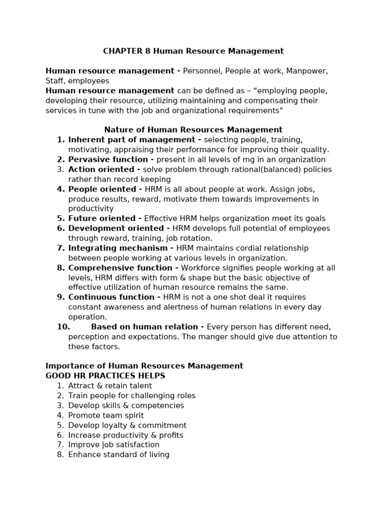 CHAPTER 8 Human Resource Management | PDF | Human Resource Management ...