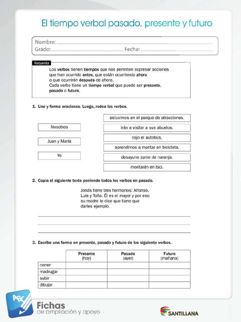 El Tiempo Verbal Pasado Presente y Futuro | PDF