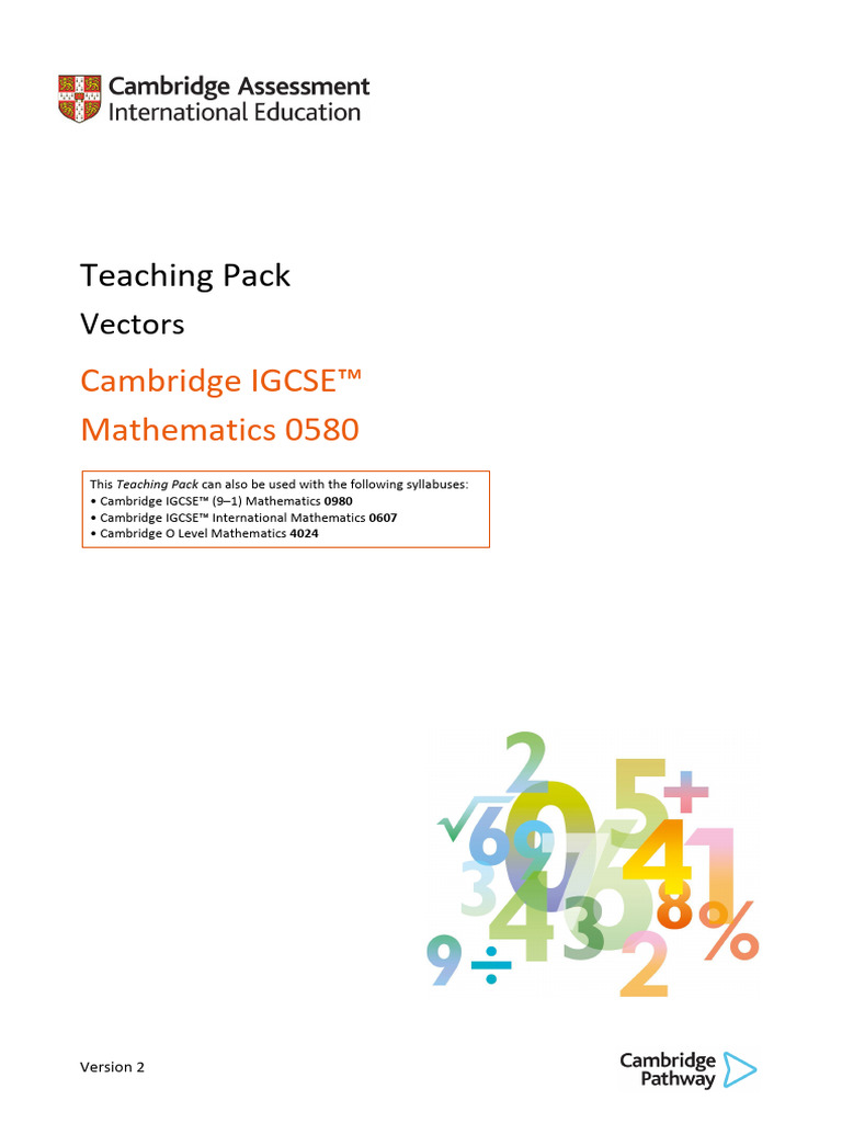 0580 Vectors Teaching Pack | PDF | Trigonometric Functions | Euclidean Vector