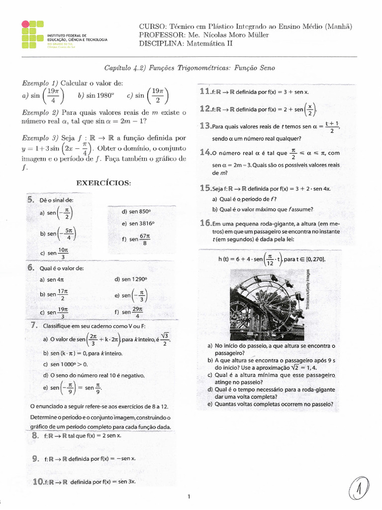 Semana1-Funcao Trigo 2 | PDF