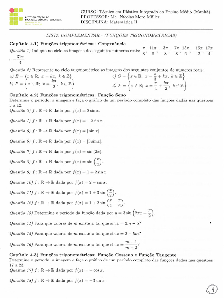 Lista_Complementar_semanas123 | PDF