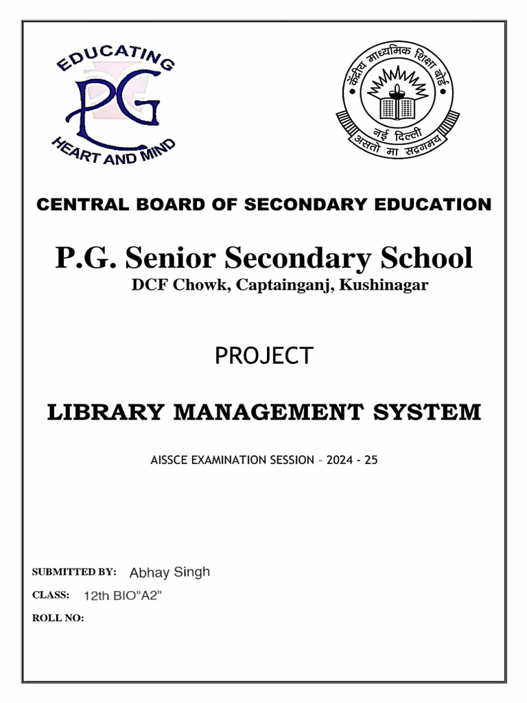 Library Management System Project File (1) | PDF