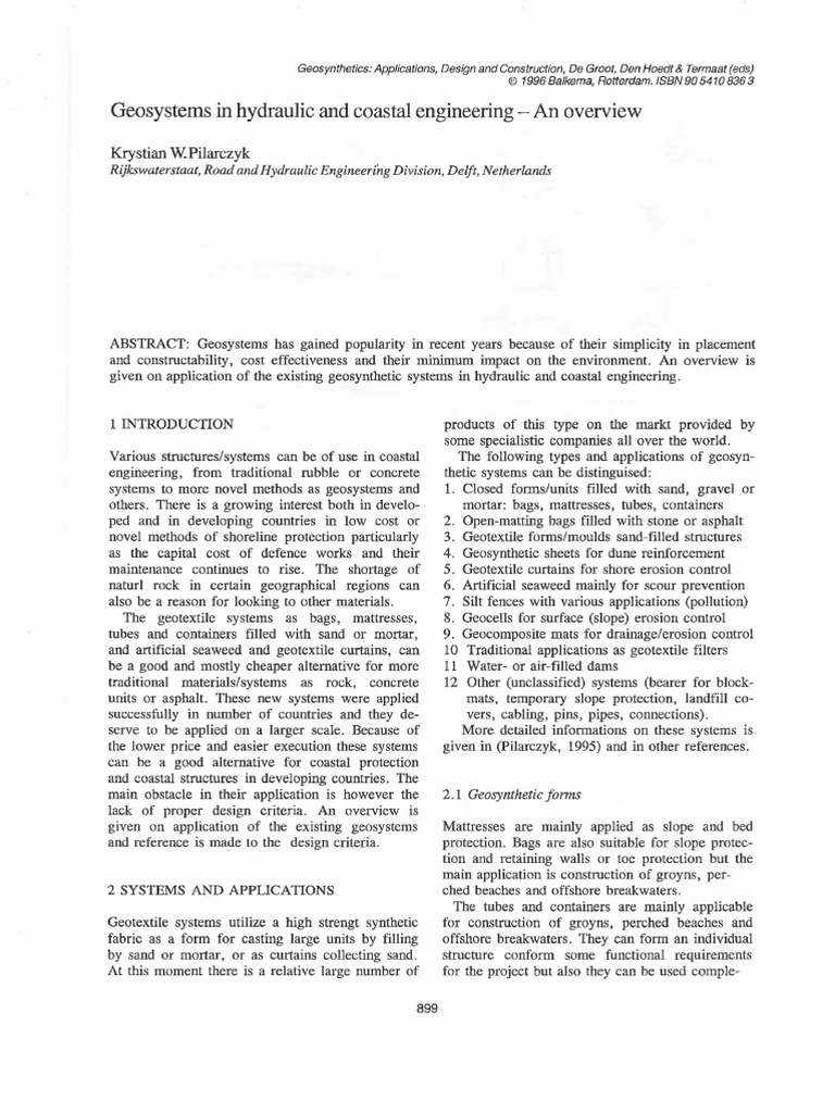 Geosystems in Hydraulic and Coastal Engineering - An Overview | PDF ...