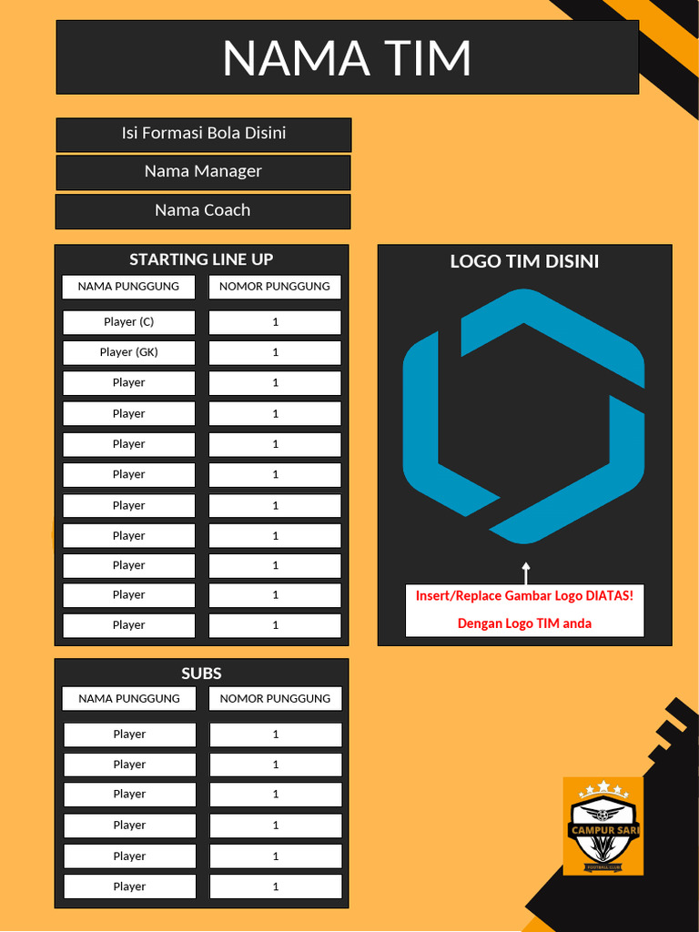 Form Starting Line Up TIM | PDF