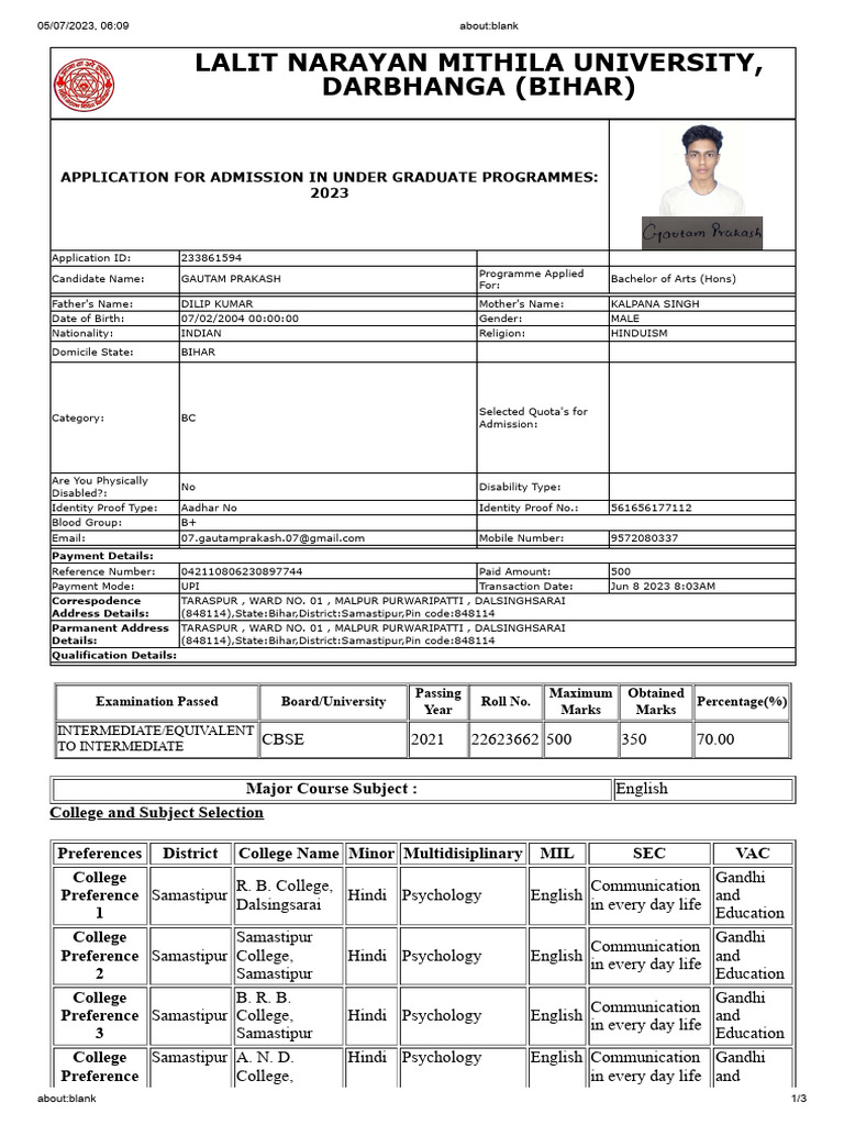 BA Application form | PDF