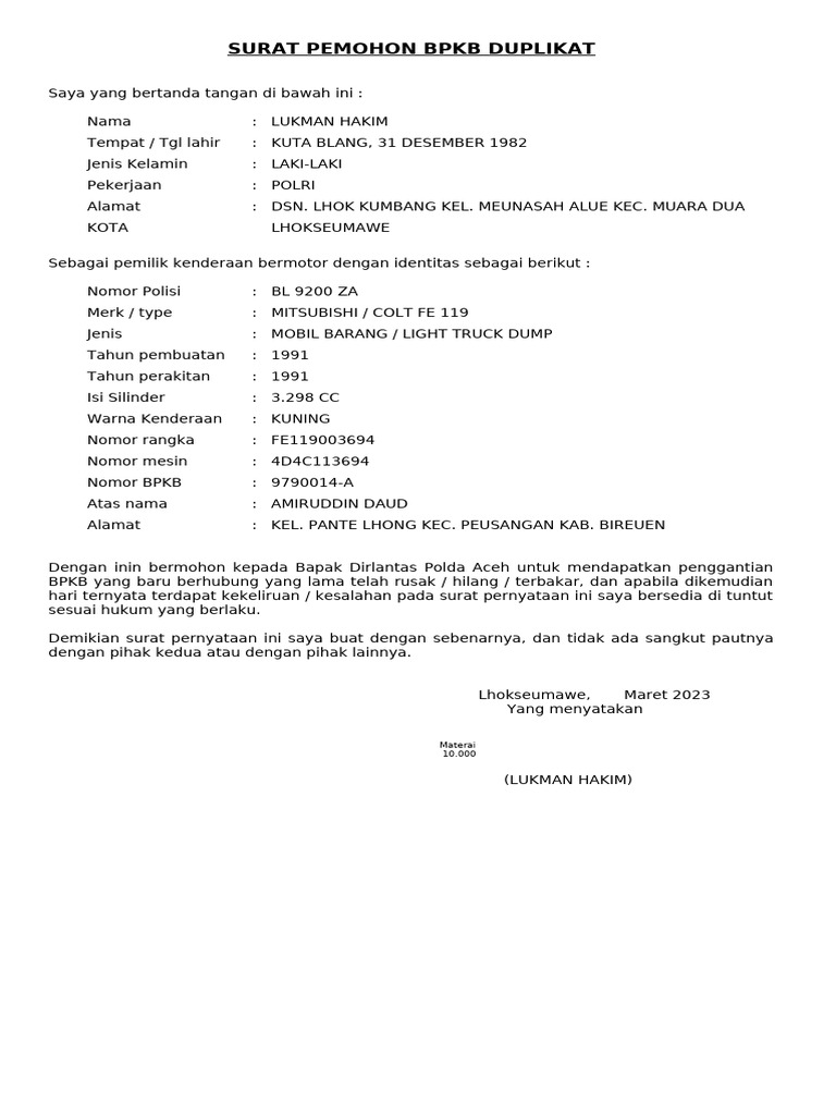 Surat Permintaan | PDF