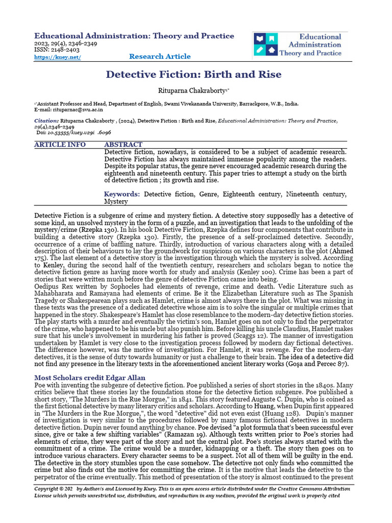 Detective Fiction Birth and Rise | PDF | Detective Fiction | C. Auguste ...