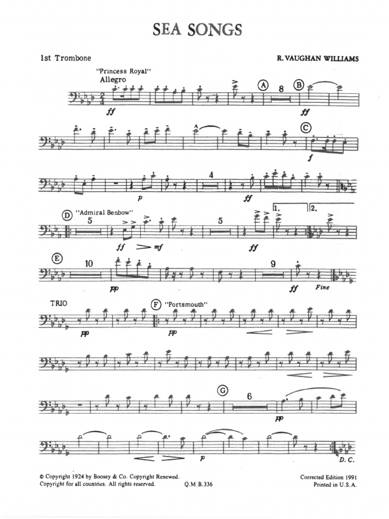 Sea Songs - Trombone 1 | PDF