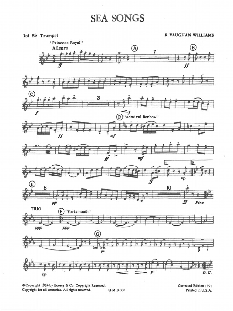 Sea Songs - Trumpet 1 | PDF