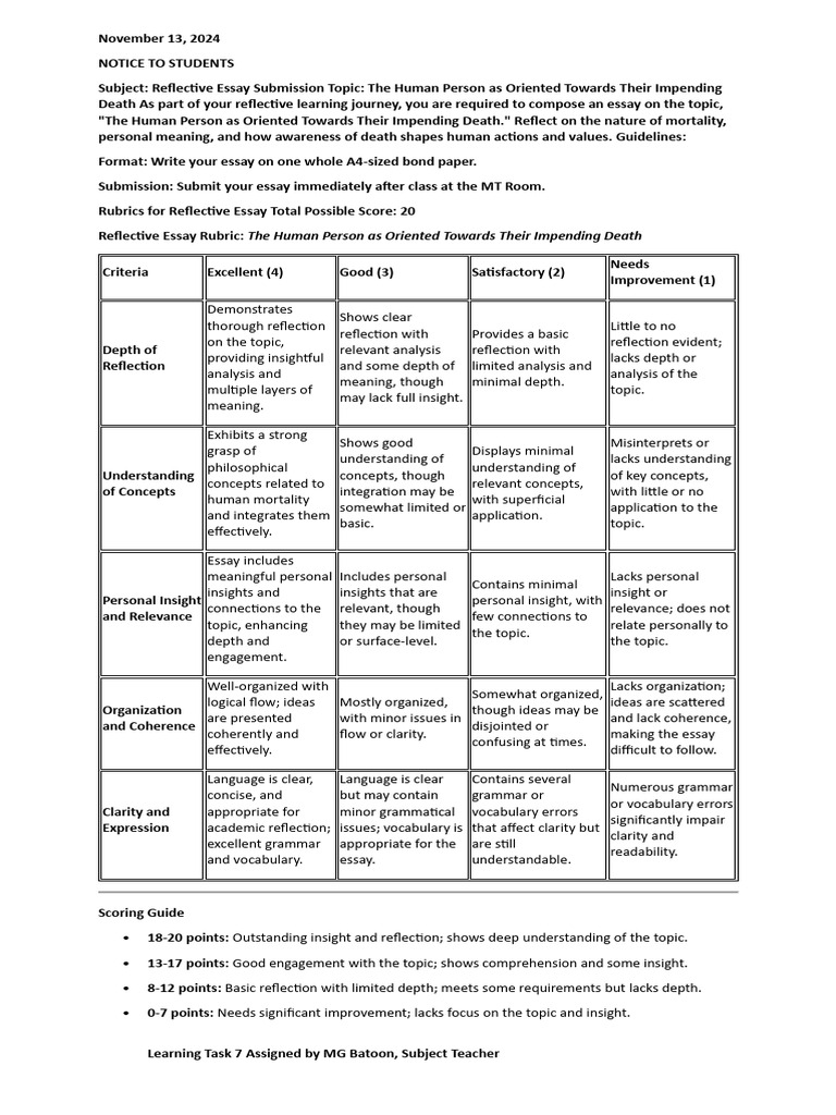 Lesson 8 Learning Task of The Day | PDF | Essays | Vocabulary