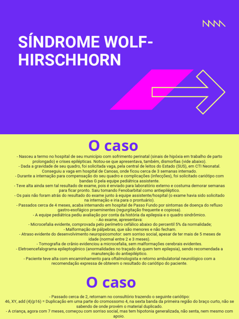 Síndrome Wolf-Hirschhorn: Caso Clínico Detalhado | PDF | Epilepsia | Genética