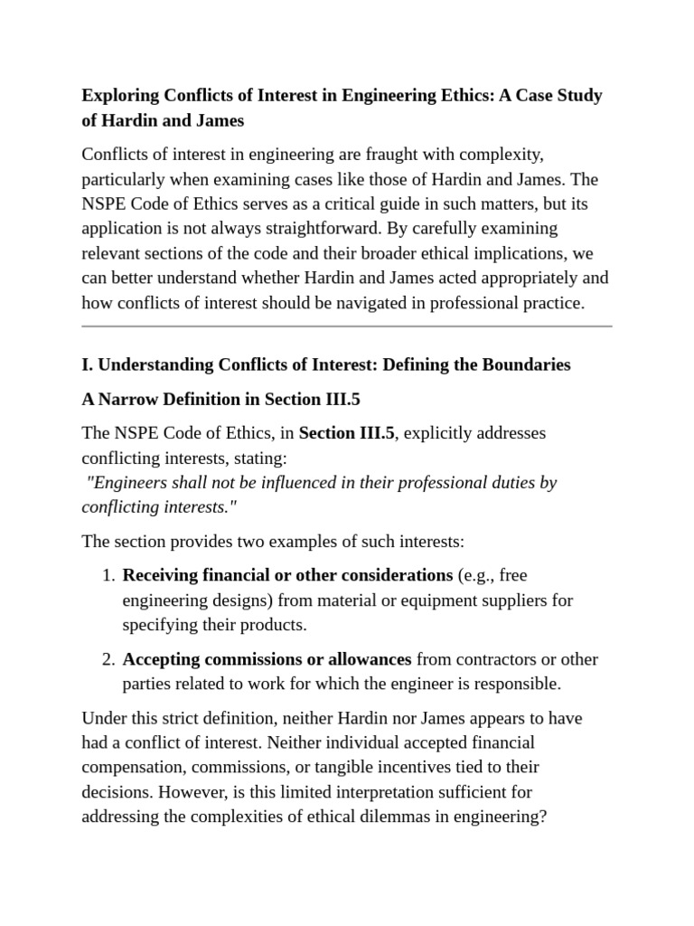 Conflicts of Interest in Engineering Ethics | PDF | Morality | Conflict ...