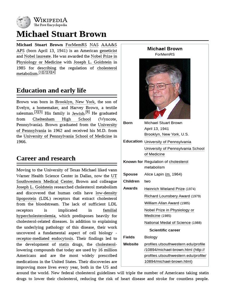 Michael_Stuart_Brown | PDF | Biochemistry | Chemistry