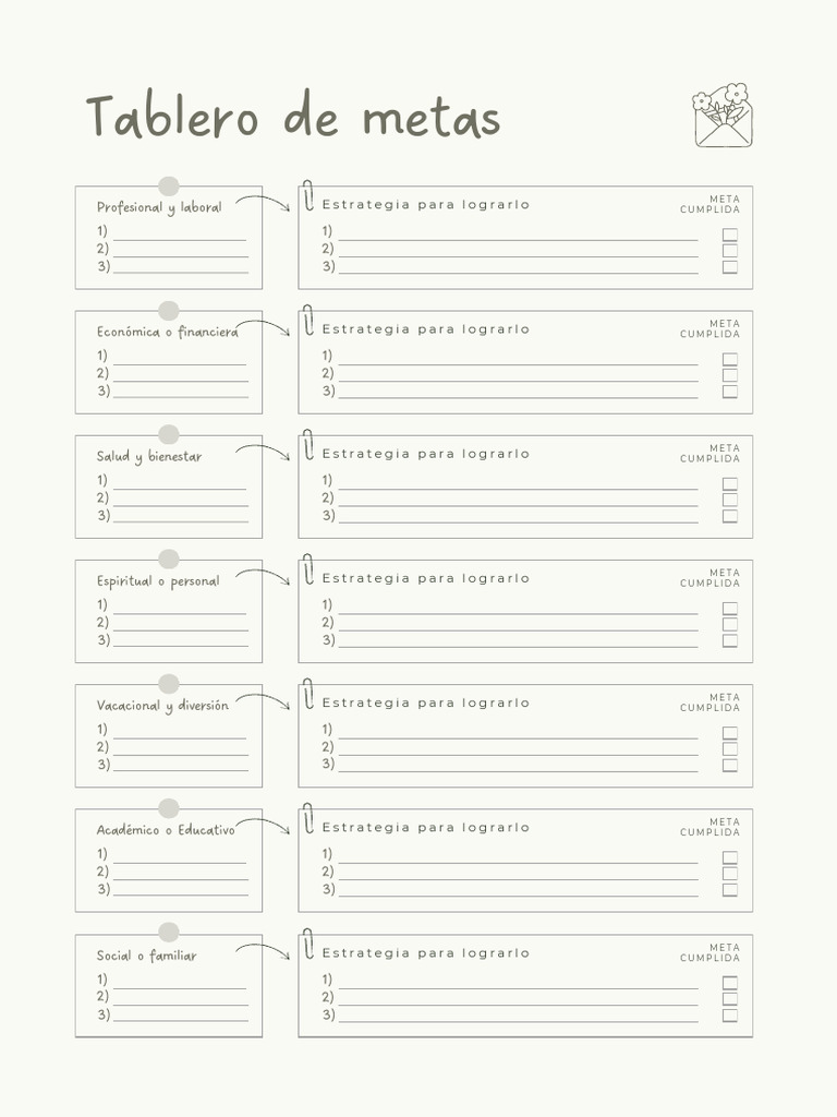 Documento A4 Tablero de Metas Minimalista Beige | PDF