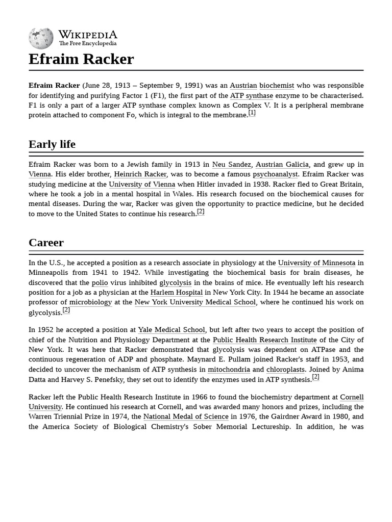 Efraim_Racker | PDF | Biotechnology | Respiration
