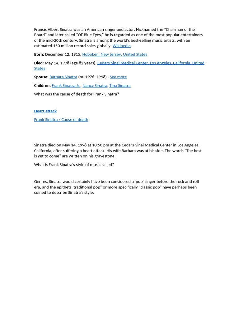 Francis Albert Sinatra | PDF