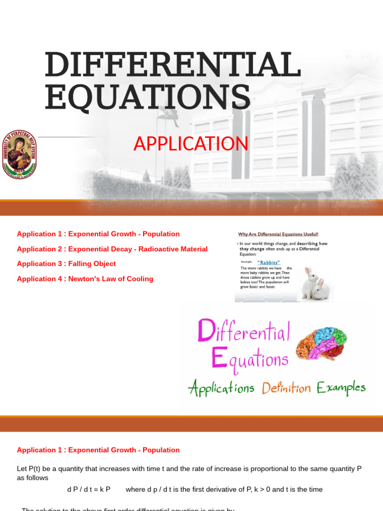 Differential Equations Applications Guide | PDF | Newton's Law Of Universal Gravitation | Physics