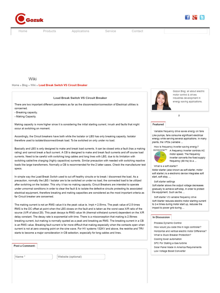 Load Break Switch Vs Circuit Breaker | PDF | Power Inverter ...