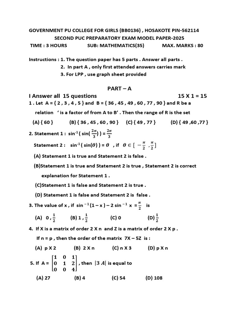 Preparatory Paper 2023 | PDF | Mathematics | Mathematical Concepts
