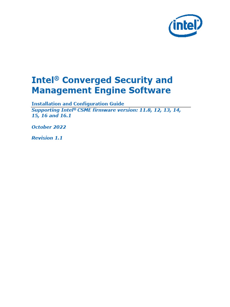 Intel (R) CSME SW Installation Guide | PDF | Installation (Computer ...