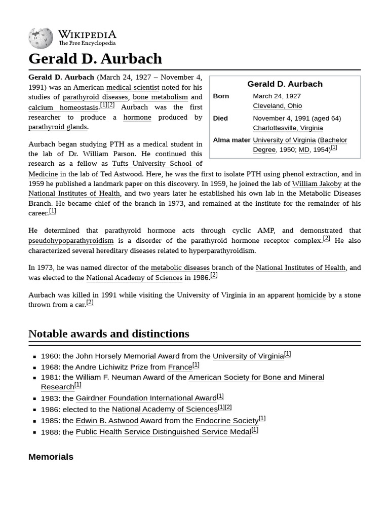 Gerald_D._Aurbach | PDF | Parathyroid Gland | Endocrinology