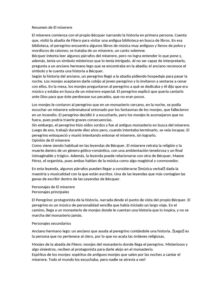 Resumen de El Miserere | PDF