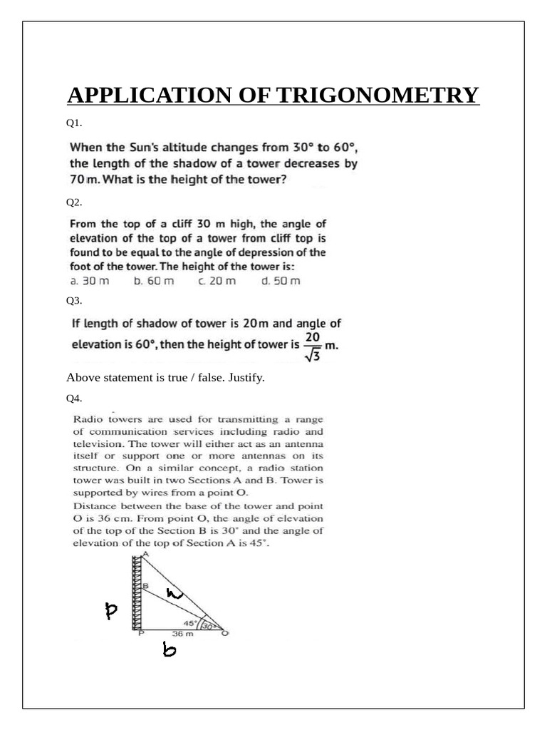 APPLICATION OF TRIGONOMETRY WKRT 29.9.2024 | PDF