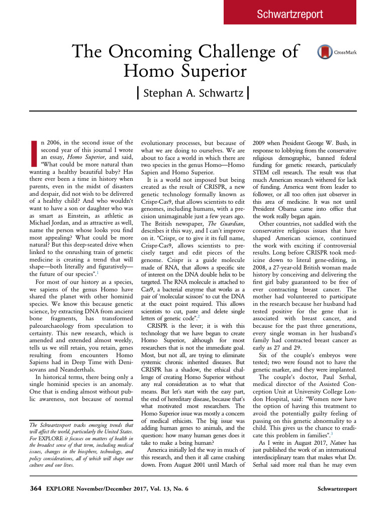 The Oncoming Challenge of Homo Superior | PDF | Genetics | Biology