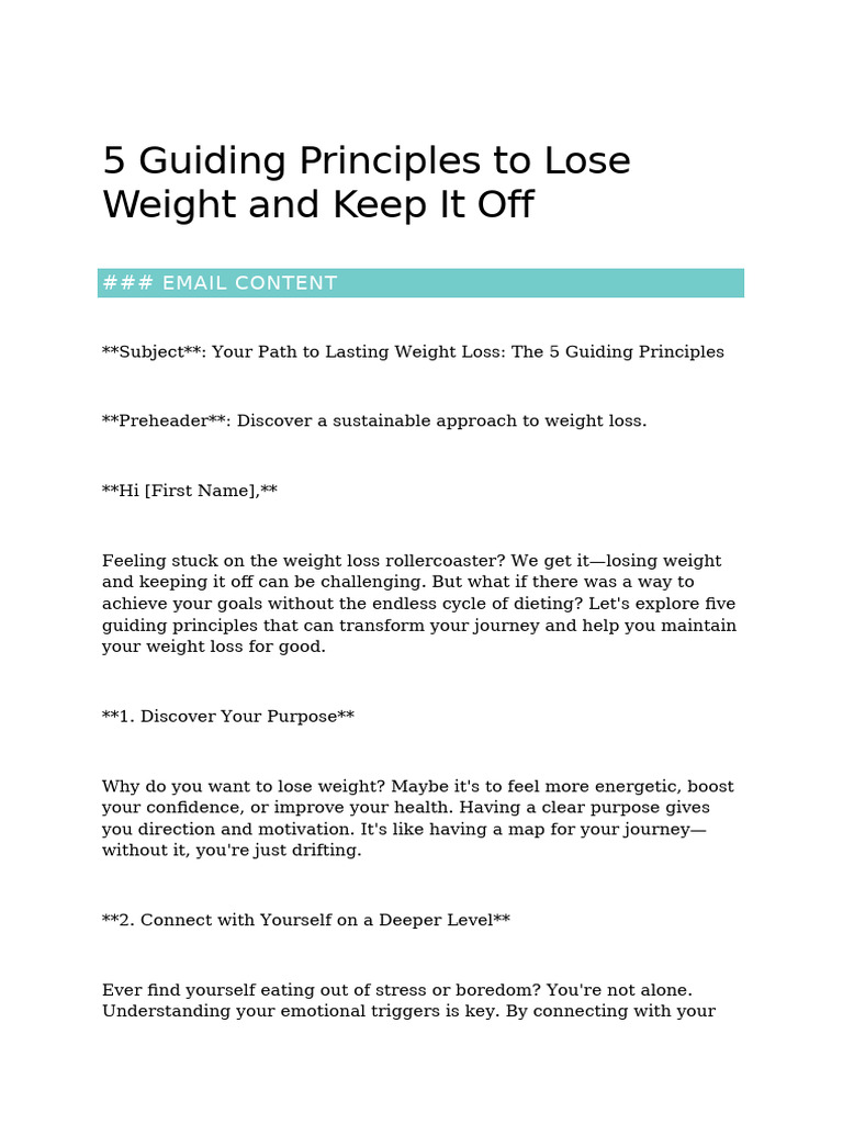 5 Guiding Principles to Lose Weight and Keep It Off | PDF | Weight Loss ...