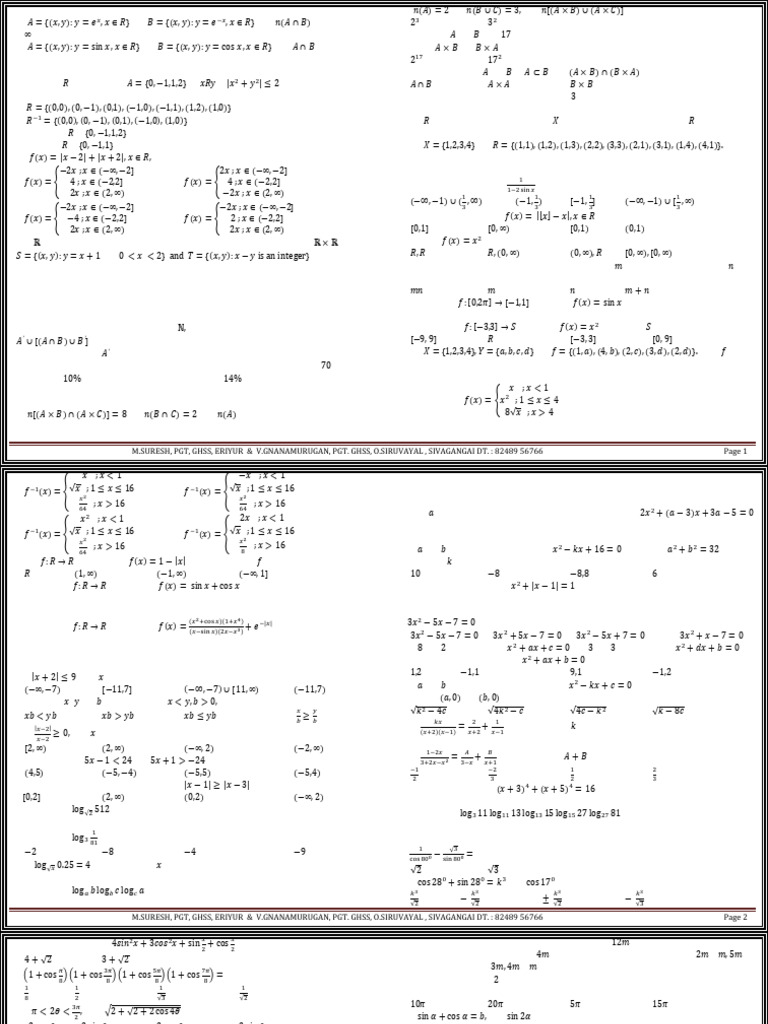 XI 1 MARK EM | PDF | Function (Mathematics) | Line (Geometry)