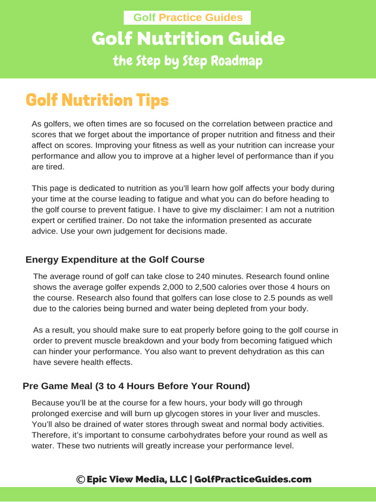 Golf Nutrition Guide 1 | PDF | Foods | Calorie