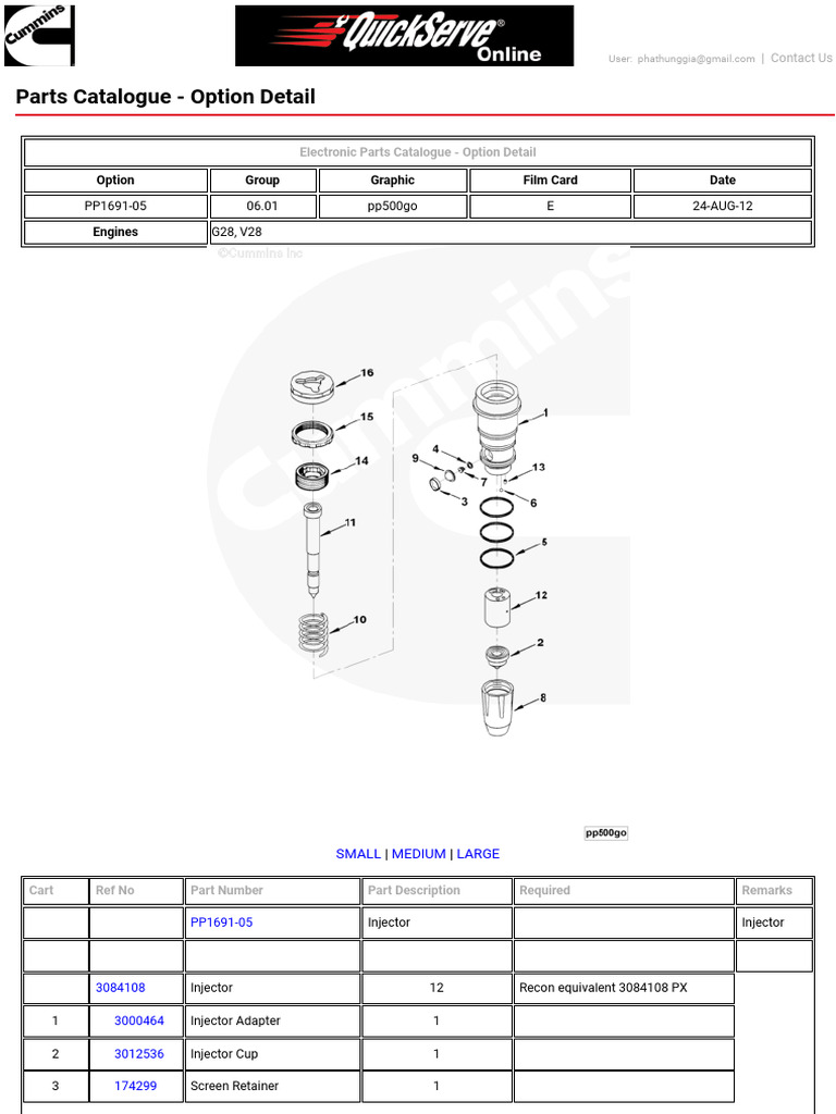 Cummins Injector Parts Catalogue | PDF