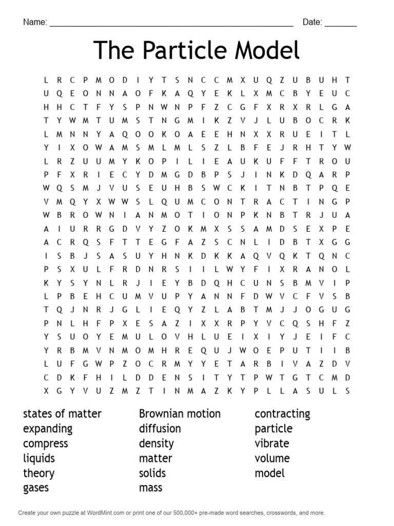 The_Particle_Model_Word Search | PDF