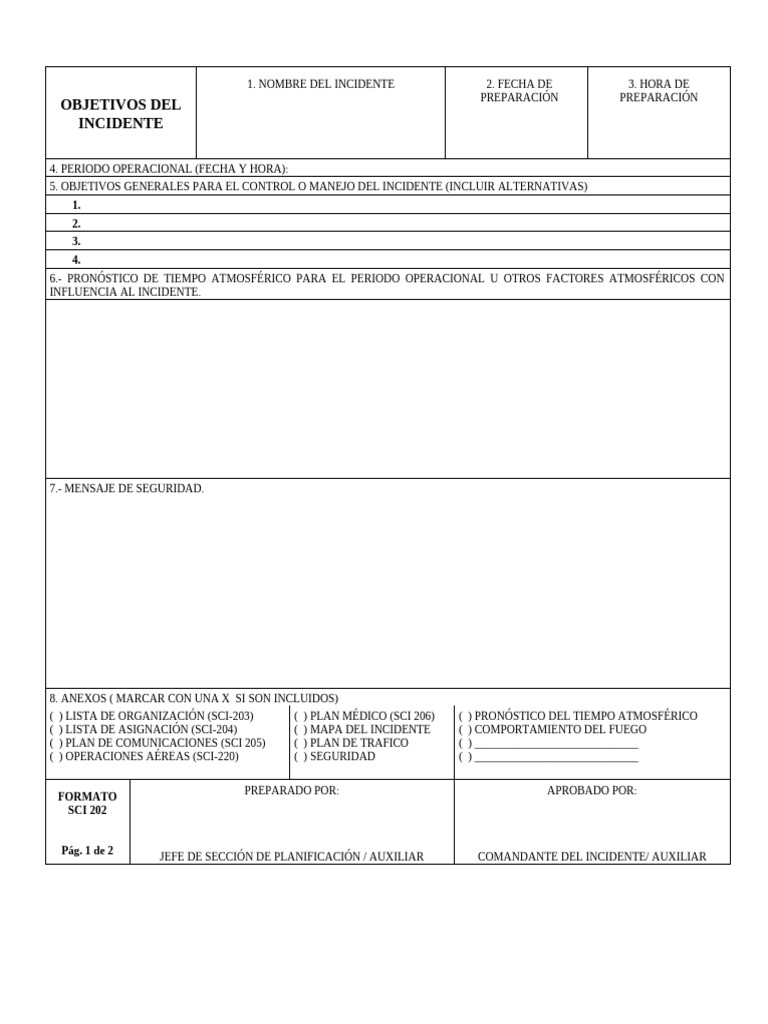 SCI 202 Objetivos Del Incidente | PDF