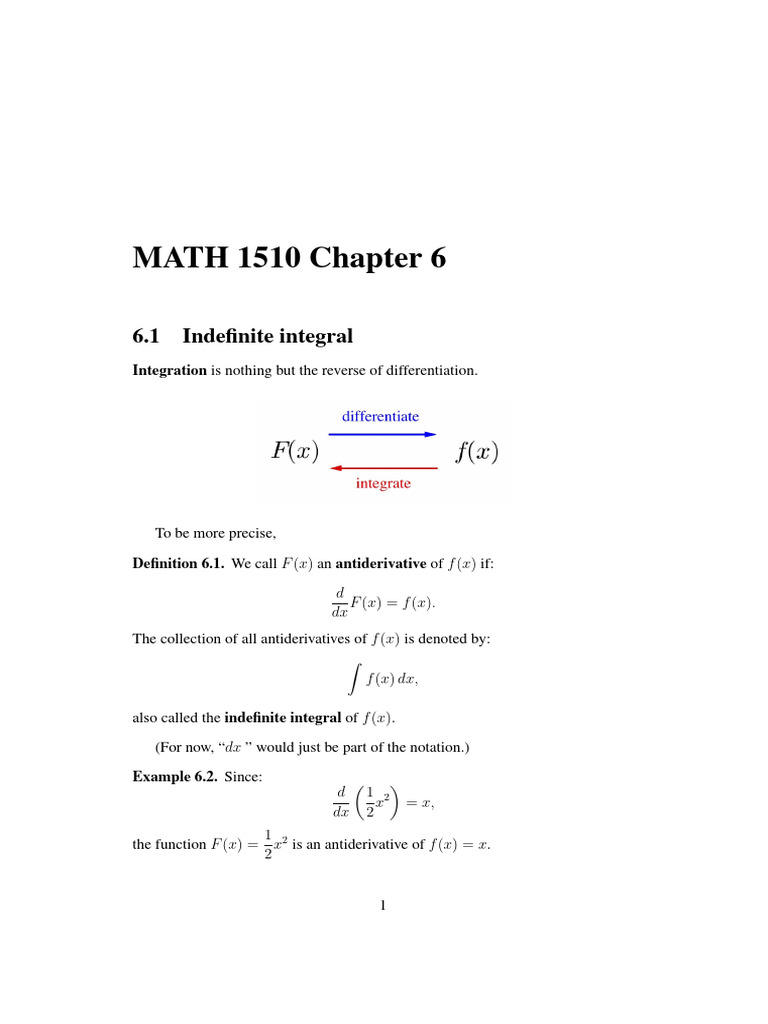 chap6 math1510 | PDF | Function (Mathematics) | Integral