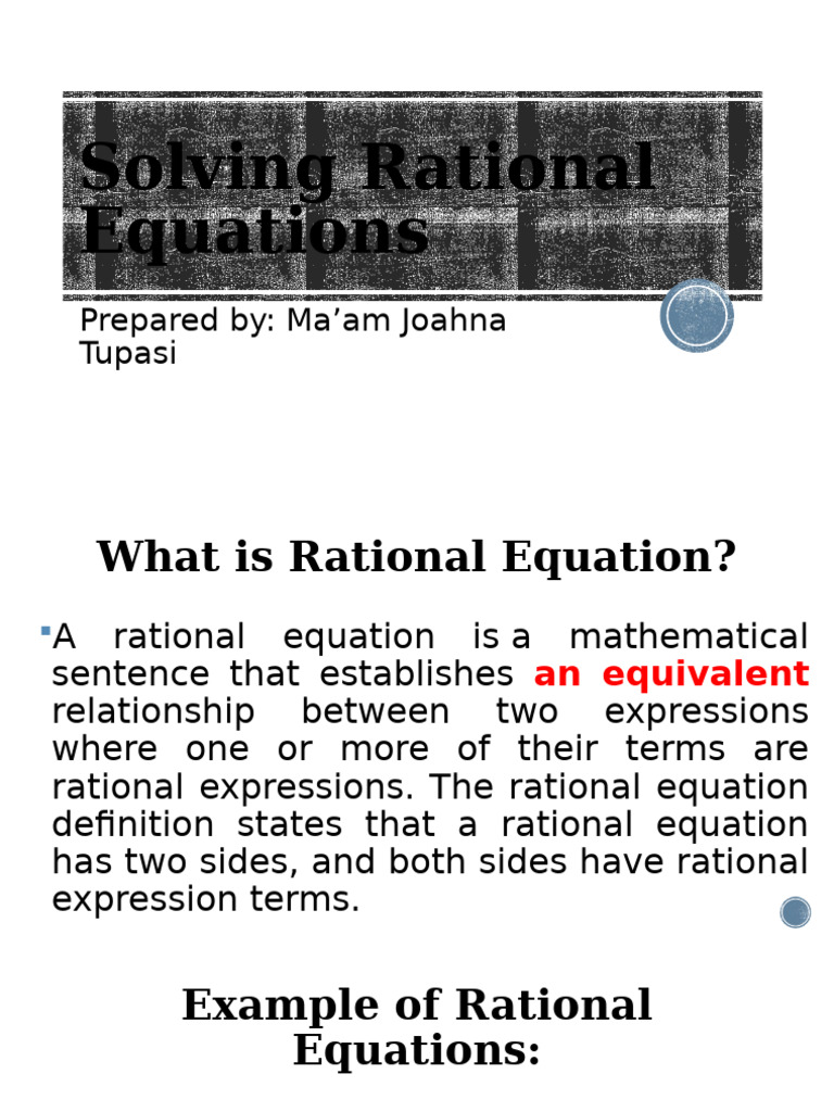 Solving Rational Equations and Inequalities | PDF | Rational Number ...