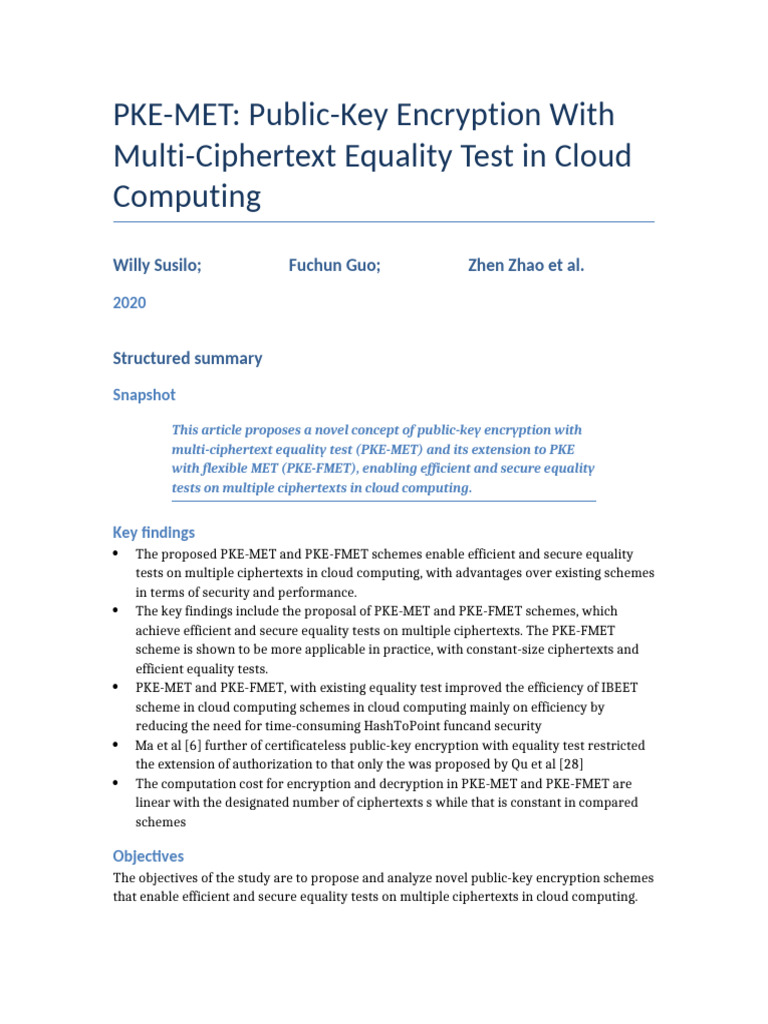 PKE-MET_Public-Key_Encryption_With_Multi-Ciphertext_Equality_Test_in ...